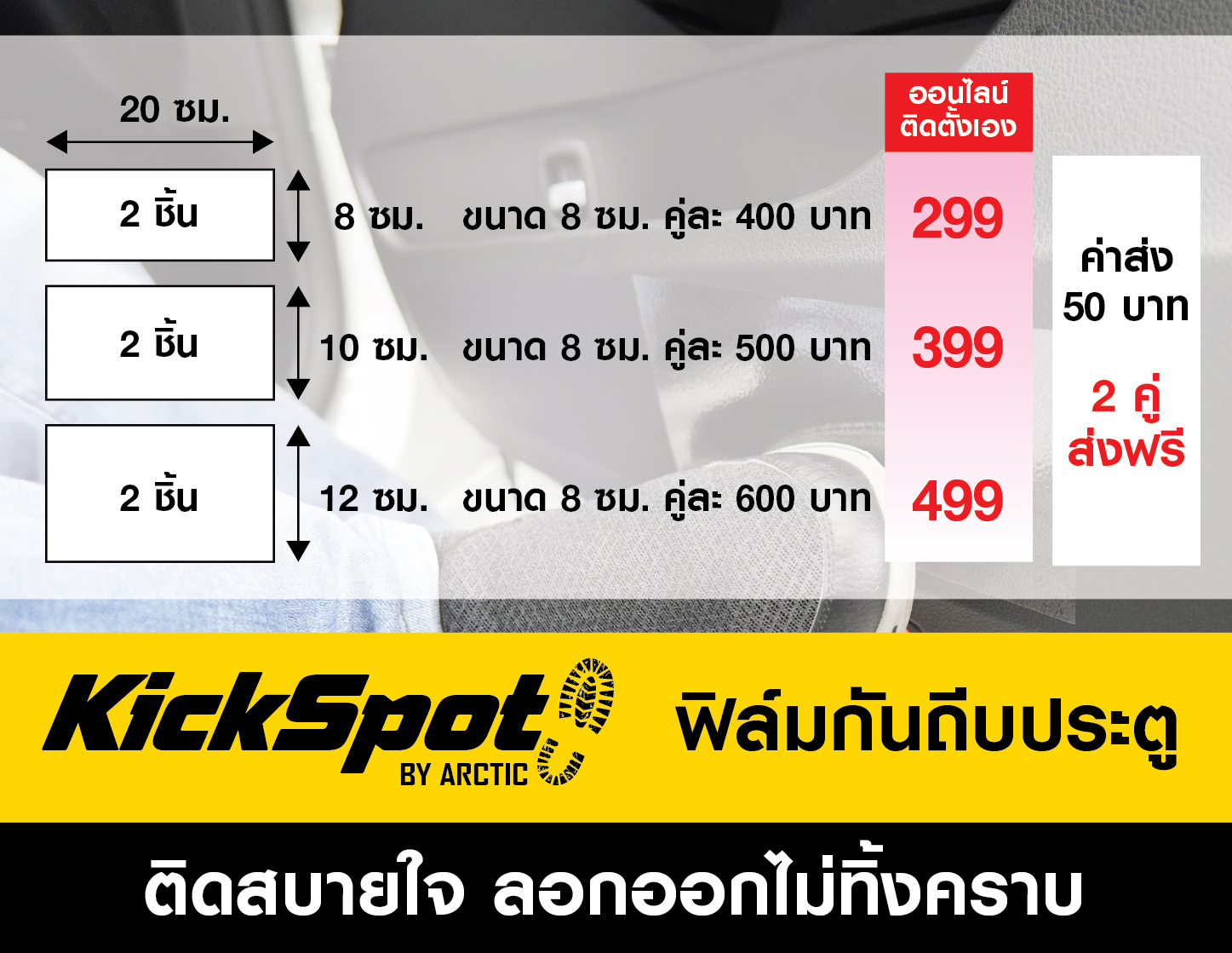 ฟิล์มกันถีบประตู KickSpot ฟิล์มกันรอยภายในรถยนต์